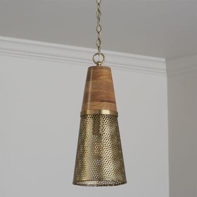 Wood and Perforated Metal Cone Mini Pendant by Capital Lighting at ...