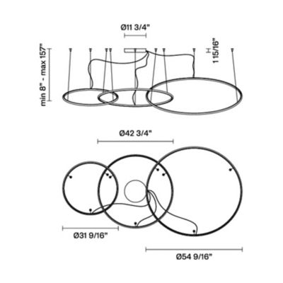Olympic F45 Three Ring Pendant Light by Fabbian at Lumens.com