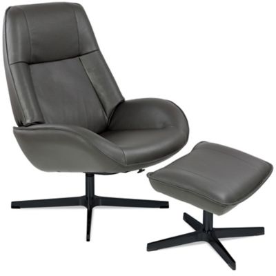 Roma Leather Recliner with Ottoman by Kebe at Lumens