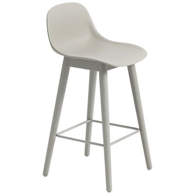 Fiber Stool Wood Base with Backrest by Muuto at Lumens.com
